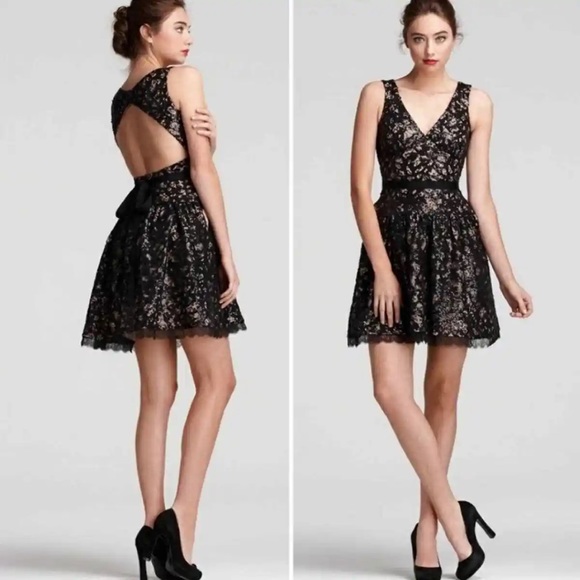 BCBGMaxAzria | Dresses | Nwt Bcbg Max Azria Black Lace Sequin Open Back ...